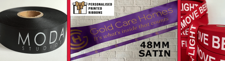 48mm Personalised Printed Ribbon, 25m Rolls Of Ribbon