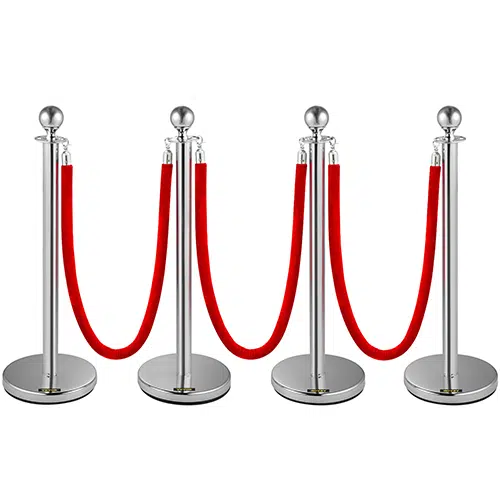 VIP Queue Barrier Set, Polished Stainless Steel Queue Rope Posts