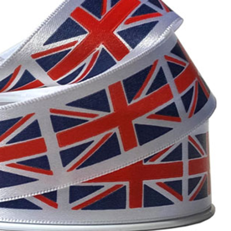Union Jack Flag Satin Ribbon - Kings Coronation Ribbons